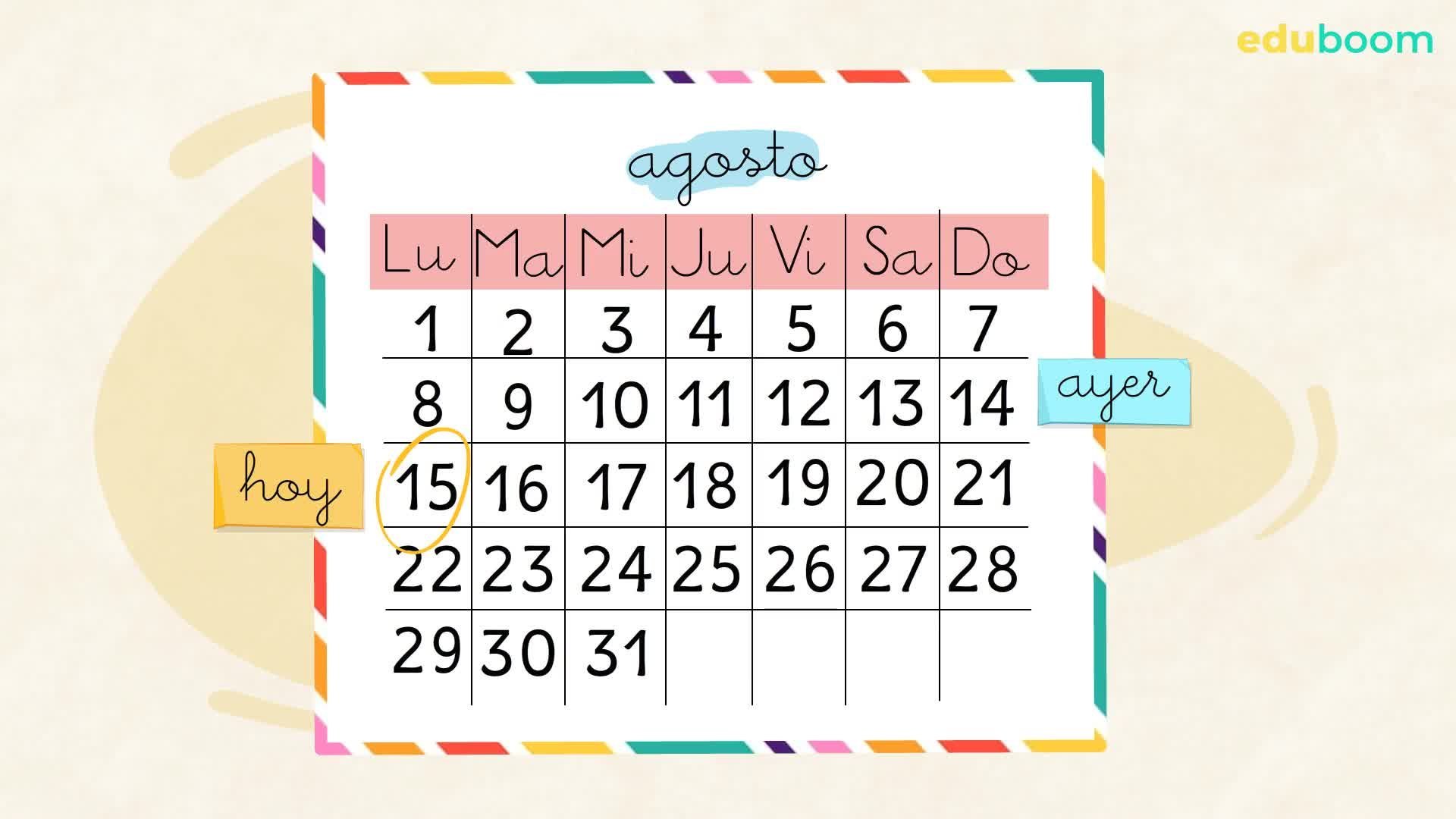 Medir el tiempo. Ayer, hoy y mañana. Matemáticas 1º primaria