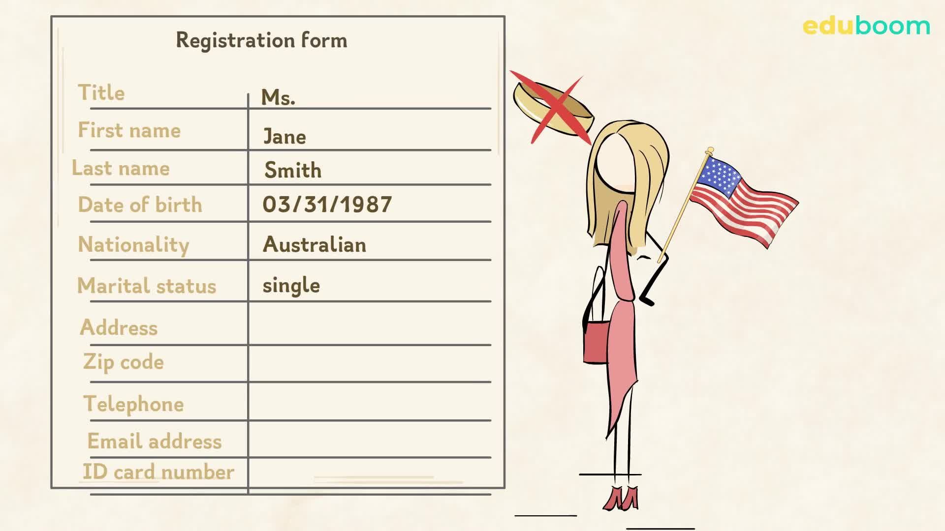 Writing: Fill out a form. Inglés en inglés nivel A1