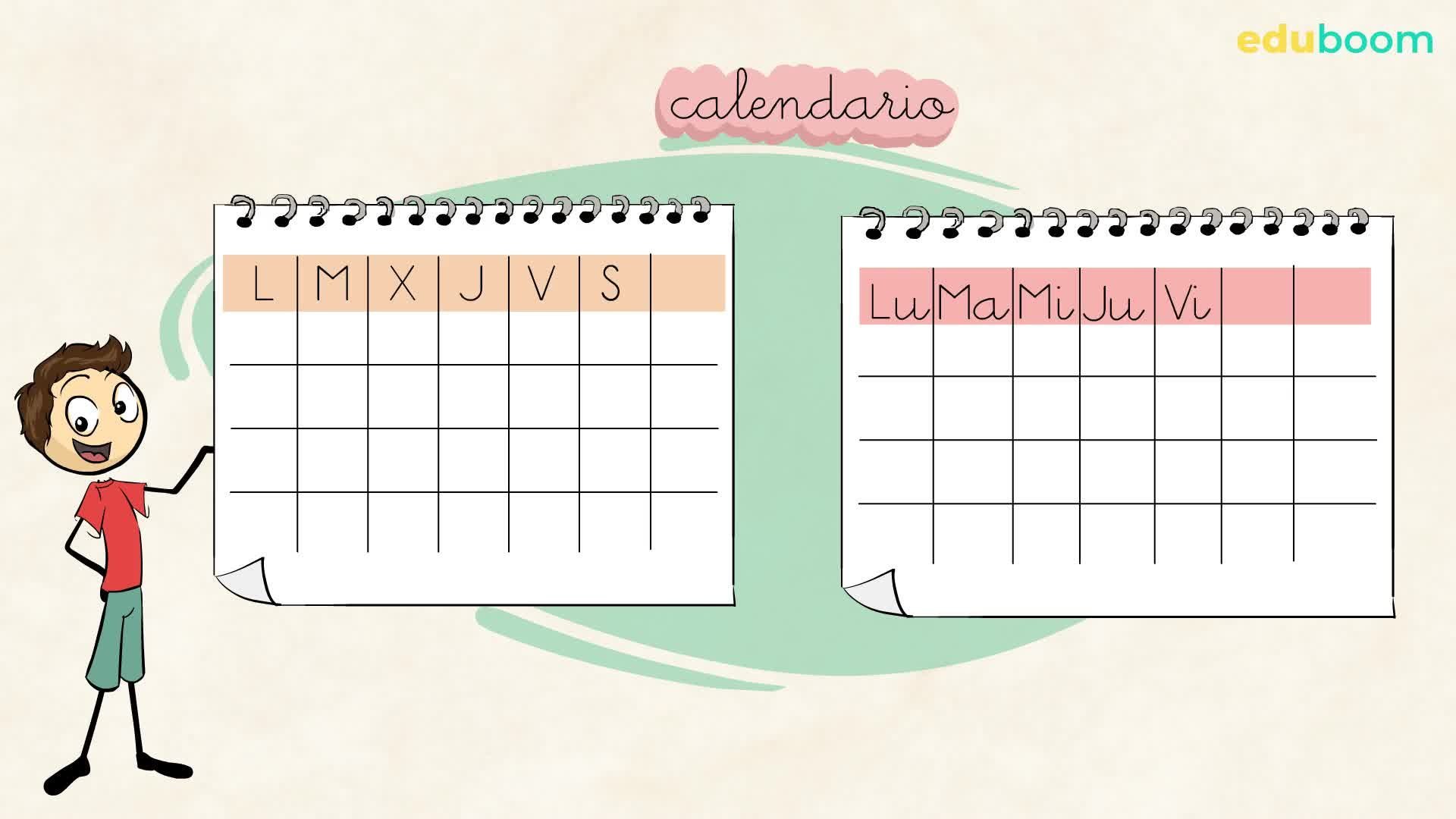 Los días de la semana. Matemáticas 1º primaria