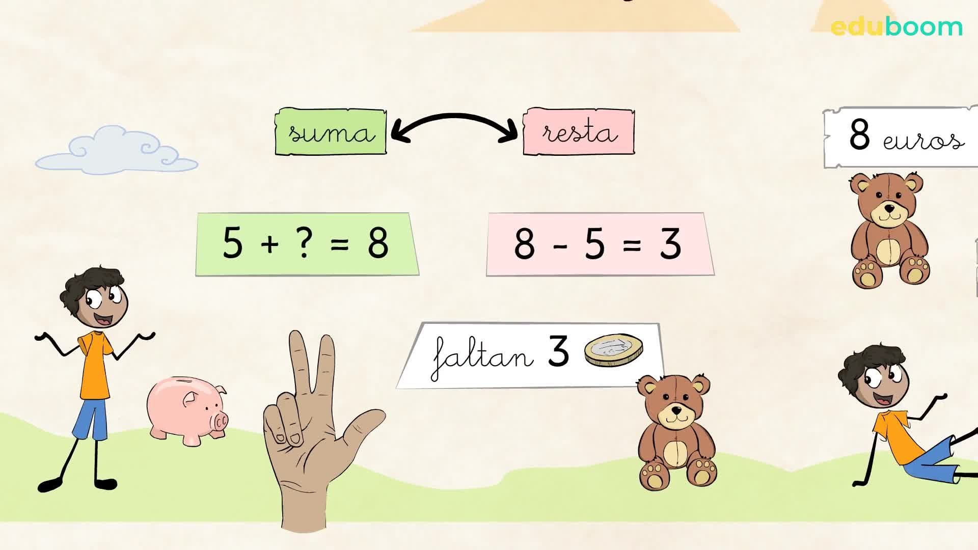 Problemas cuántos faltan. Matemáticas 1º primaria
